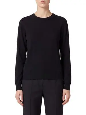 Valentino Garavani Slim Fit Crewneck Sweater In 100% Virgin Wool Black