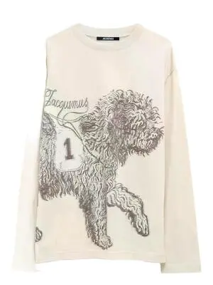 Jacquemus Bichon Graphic-print Long-sleeve T-shirt - Neutrals