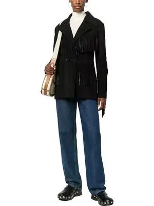 DANCASSAB Rivera Fringed Leather Jacket - Black
