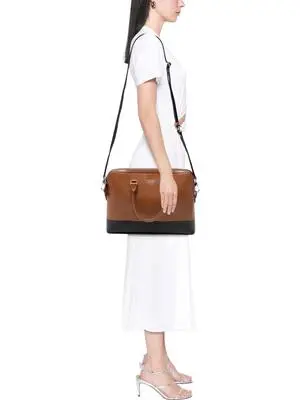 Burberry 2015-2026 Bicolor Leather Barrow Business Bag - Brown