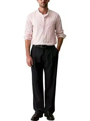 BENETTON Striped Band-collar Shirt - Pink