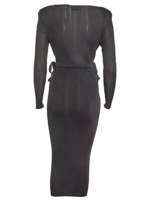 SELF-PORTRAIT Cut-out Rib-knit Midi Dress - Grey