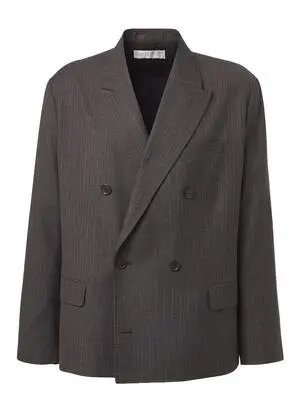 Our Legacy Halt Striped Wool And Cotton Blazer - Grey