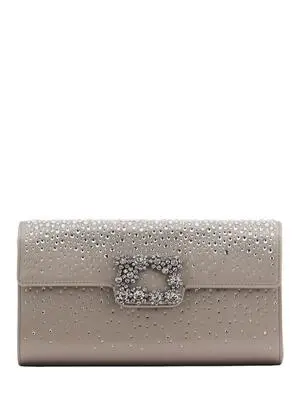 ROGER VIVIER Efflorescence Embellished Satin Clutch - Grey