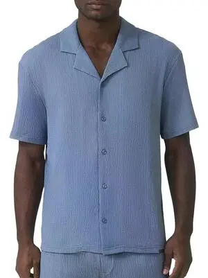 MAUVAIS Eivissa Textured Short-sleeve Shirt - Blue