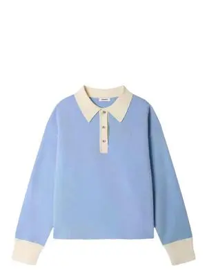 SANDRO SANDRO Embroidered Button Polo Top