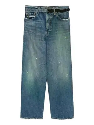 Sacai Zip-detail Distressed Jeans - Blue