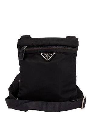 Prada Tessuto Flat Messenger Bag - Black