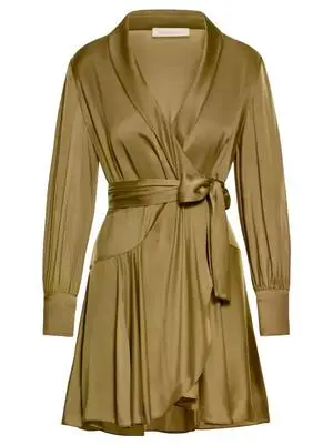 Zimmermann Silk Wrap Mini Dress - Green