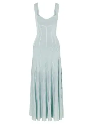 Galvan Aurelia Ribbed Woven Gown Blue