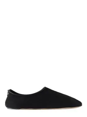 THE ROW Stellene Suede Zip-up Flat Slippers - Black