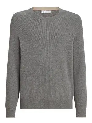 Brunello Cucinelli Cashmere English Rib Sweater - Grey