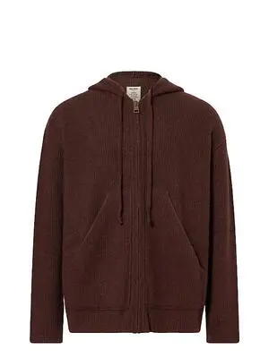 UMA WANG Ribbed Cashmere Hoodie - Brown Red/brown