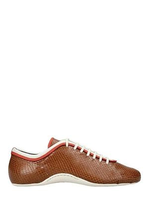 Dries Van Noten Slim Snake-print Leather Trainers - Rust