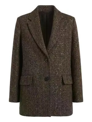 Peserico Sequin-embellished Herringbone Blazer - Brown
