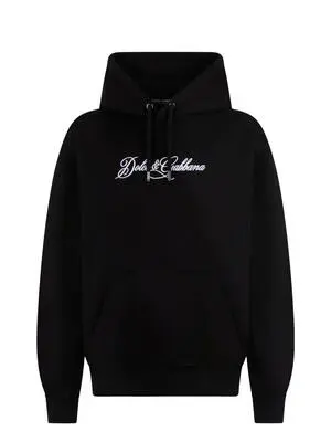 Dolce & Gabbana Logo-embroidered Drawstring Hoodie - Black