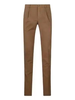 Incotex Pattern Pleated Trousers - Brown