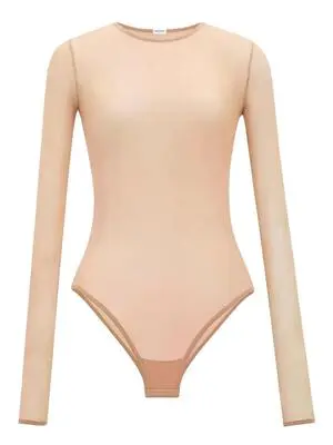Saint Laurent Sheer Long-sleeve Bodysuit - Neutrals
