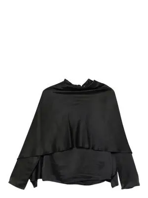 RÓHE Satin Draped-cape Blouse - Black