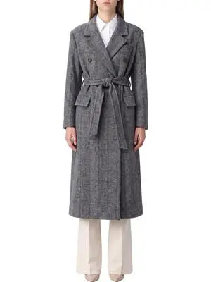 Brunello Cucinelli Checked Belted Overcoat - Grey