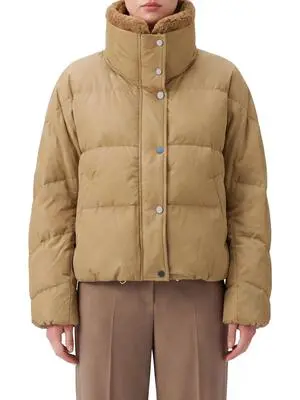 Brunello Cucinelli Brunello Cucinelli Short Quilted Down Jacket In Cotton With Fur Collar Hazel