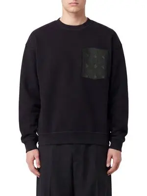 Dsquared2 Relaxed Fit Crewneck Sweatshirt In Cotton With Monogram And Patch Pocket - Black