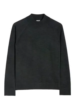 JIL SANDER Mock-neck Slim-fit Lightweight-wool Sweater - Grey