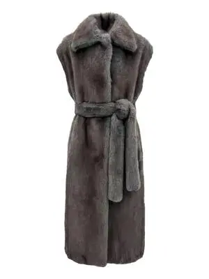 VALENTINI 1972 Belted Sleeveless Coat - Grey