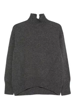 WHYCI High-neck Ribbed-trim Sweater - Grey