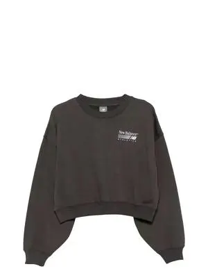 NEW BALANCE Trackside Logo-emboridery Cropped Sweatshirt - Black