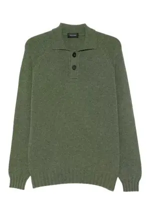 Tagliatore Voltaire Fine-knit Long-sleeve Polo Shirt - Green