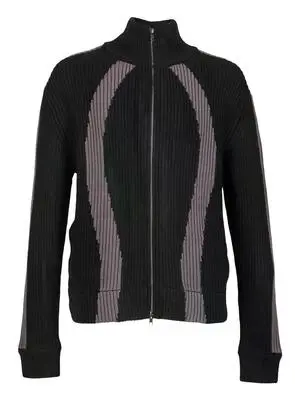 VIVAMUS Ribbed-knit Double-zip Cardigan - Black