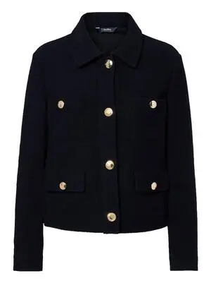 Max Mara Wool And Cotton-blend Jersey Jacket - Blue