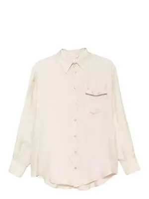 Antonelli Firenze Beaded-trim Pocket Shirt - Neutrals