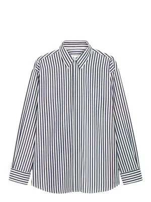 AMI Paris Large Striped Cotton Shirt With Removable Collar - Blue