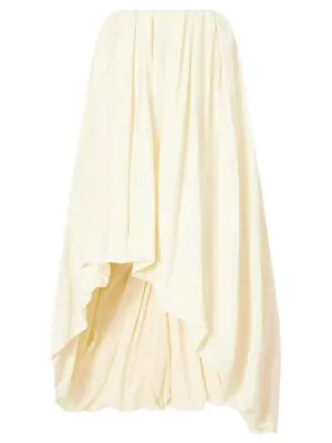 JIL SANDER Strapless Gathered Taffeta Midi Dress - Neutrals