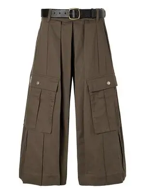 Sea Tristan Pleated Cotton Wide-leg Pants - Brown