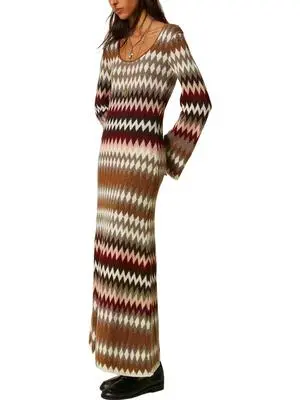 TWINSET Dual-use Long Jacquard Knit Dress - Brown