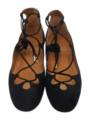 AQUAZZURA Christy Ankle-wrap Ballet Flats - Black