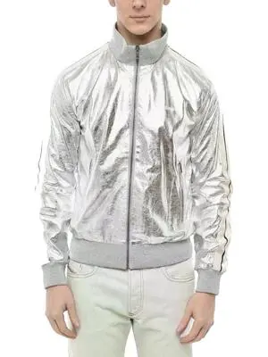 Palm Angels Lamé Leather Jacket - Silver