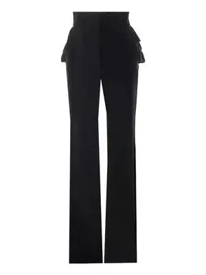 Elisabetta Franchi Ruffled Straight-leg Trousers - Black