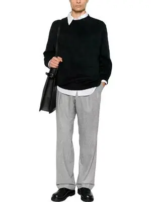 ROBERTO COLLINA Brushed Knit Crew Neck Pullover - Black