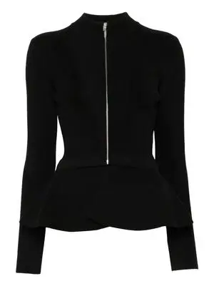 JUUN.J Ribbed Peplum Cardigan - Black