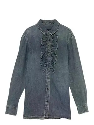 JUUN.J Ruffled Denim Shirt - Blue