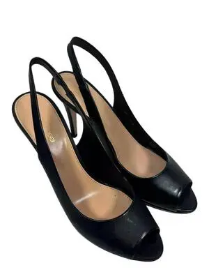 SERGIO ROSSI Sergio Rossi Vintage Leather Peep-Toe Slingback Pumps