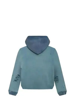 SATOSHI NAKAMOTO Destructo V-cut Hoodie - Blue