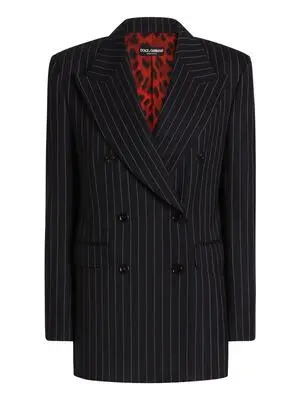 Dolce & Gabbana Linda Double-breasted Jacket In Pinstripe Wool Blazers Multi-colored Wool - Multicolor