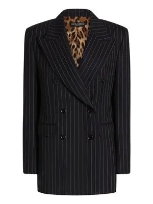 Dolce & Gabbana Linda Pinstripe Wool Double-breasted Jacket - Multicolor