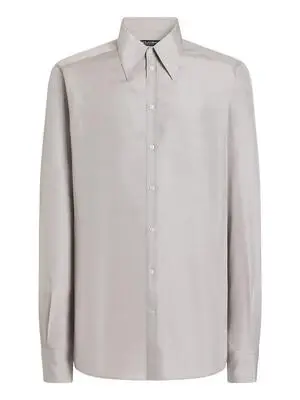 Dolce & Gabbana Silk Poplin Gold Shirt Shirts Gray - Grey