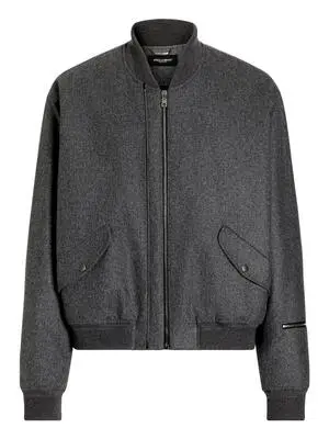 Dolce & Gabbana Padded Wool Flannel Bomber Jacket - Grey